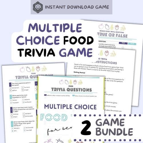 Food Trivia Questions Multiple Choice Printable Game